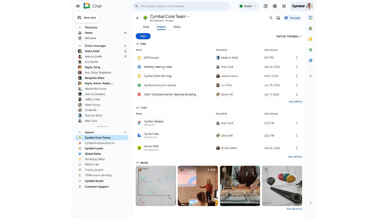 UI刷新！Google Chat、ファイルタブ「共有」へ – Jetstream