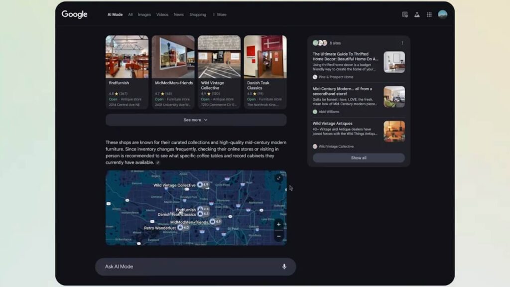 Google実験的拡張検索「AIモード」検索履歴追加【米国】 – Jetstream
