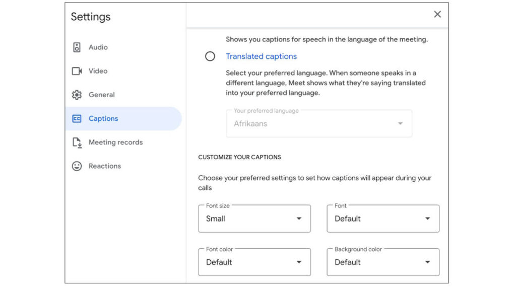 「Google Meet」字幕スタイルカスタマイズ対応 – Jetstream