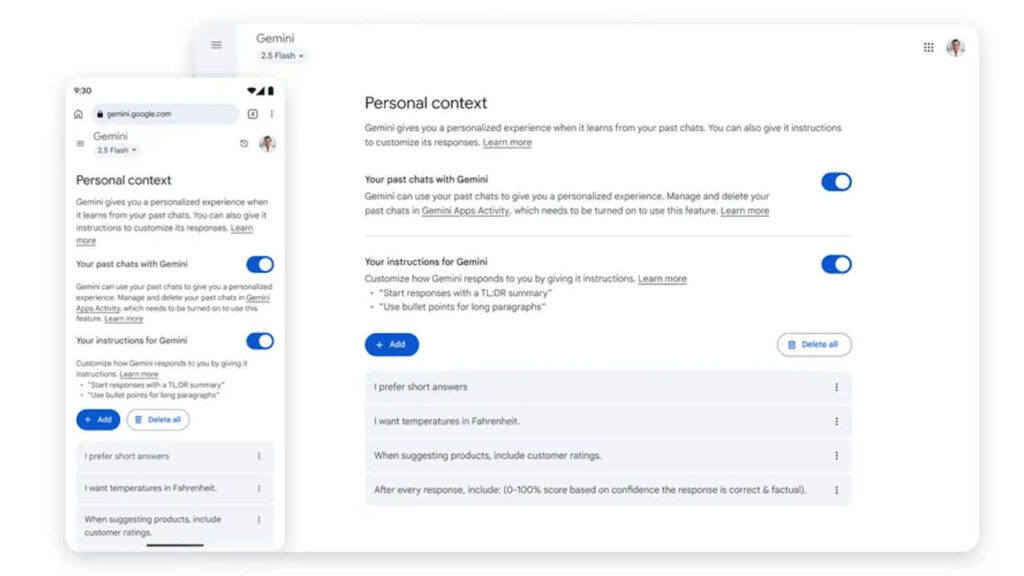 Gemini新機能！履歴学習「Personal context」発表 – Jetstream