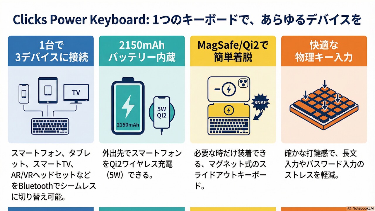 Qi2対応スライド式キーボード！Clicks「Power Keyboard」発表 – Jetstream