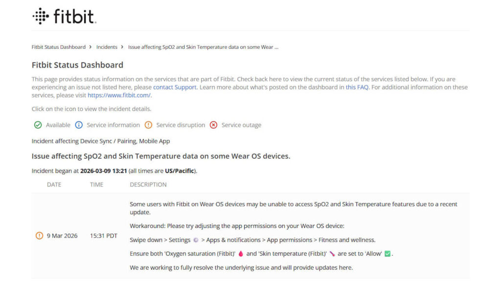 Fitbit、Google Pixel Watch 2/3/4「血中酸素飽和度/皮膚温度測定」不具合報告 – Jetstream